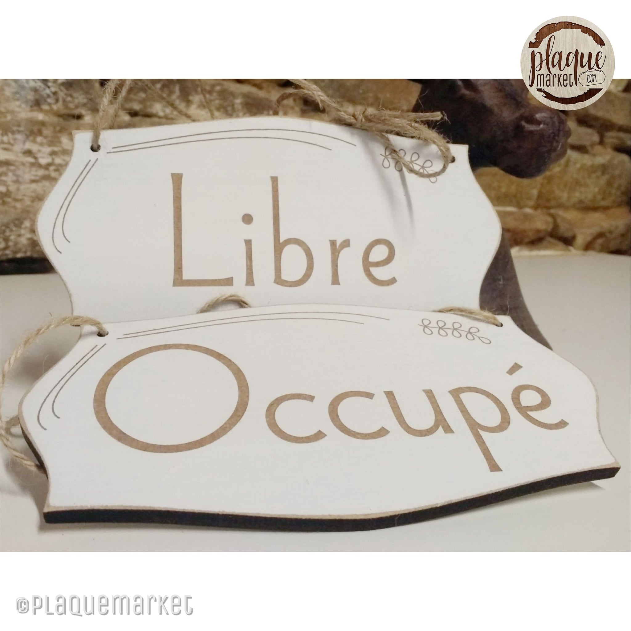 Libre / Occupé Plaque de Porte en Bois | PlaqueMarket